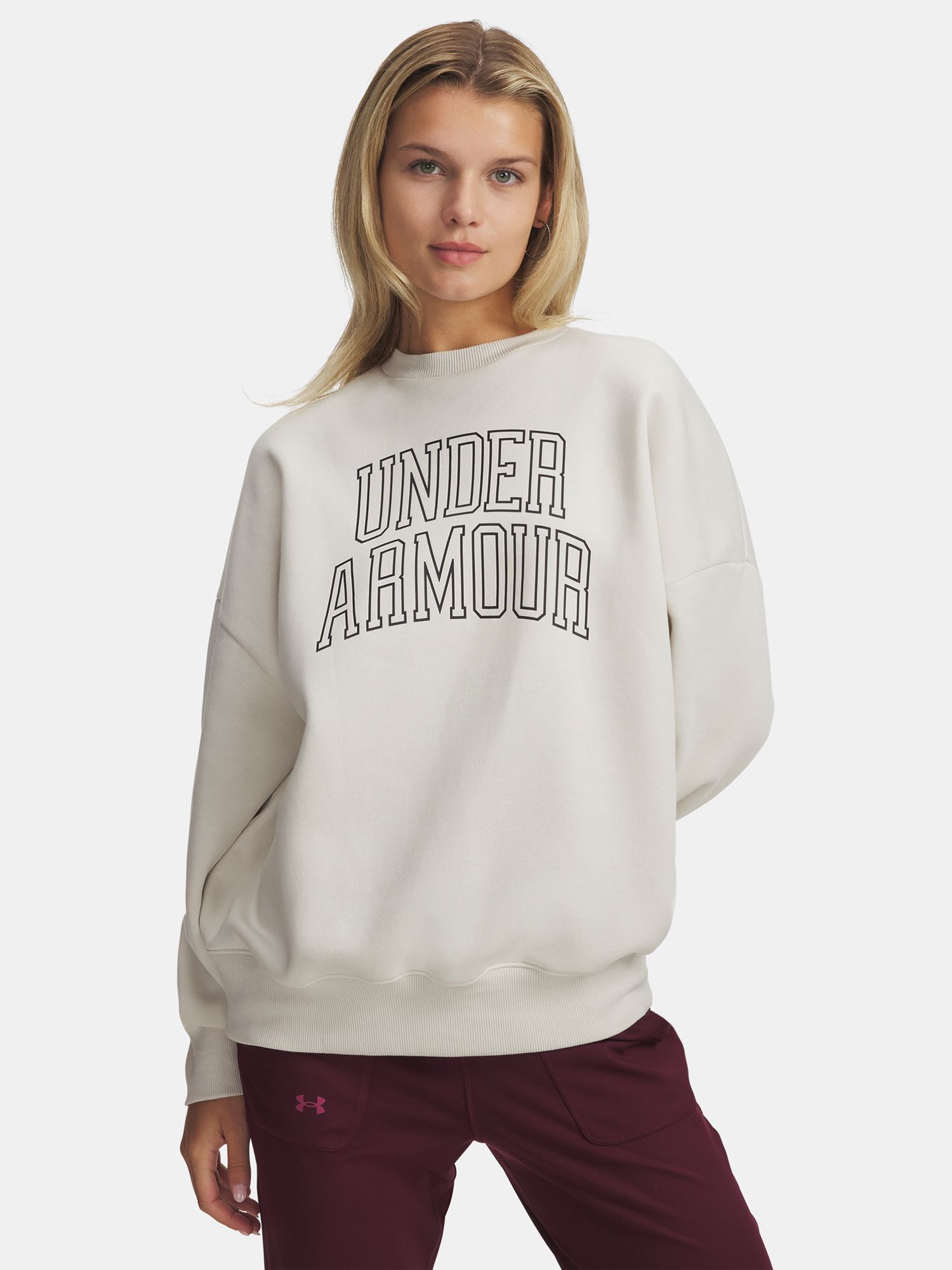 Dámska mikina Under Armour Rival Flc OS Varsity Crew-WHT | underarmour.sk