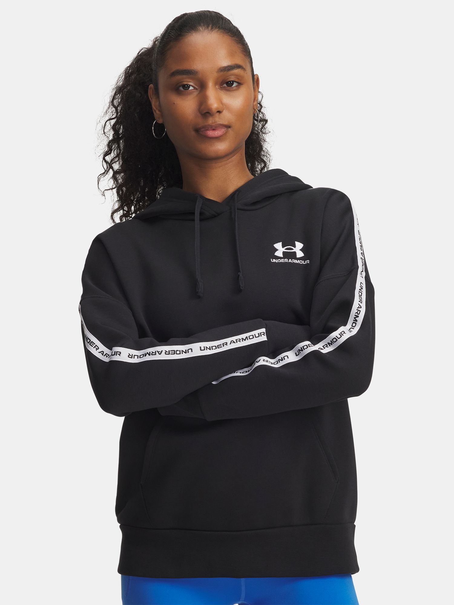Dámská mikina Under Armour Icon Fleece Taped Hdy-BLK | underarmour.cz